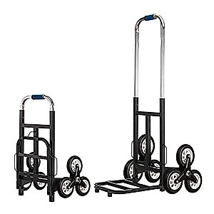 Generic Hand Trucks Heavy-Duty Steel Stair Climbing Cart, Folding Hand Truck, Multifunctional Trolley, 6-Wheel Solid Rubber Wheel Transport Cart, 100kg Load Capacity