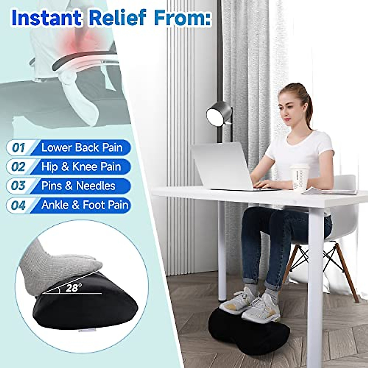 Foot Rest for Under Desk at Work - BEAUTRIP High Resilience Foam Under Desk Footrest Pillow with Massage Texture - Ergonomic Foot Stool for Office, Home, Car, Travel - Home Office Gaming Accessories