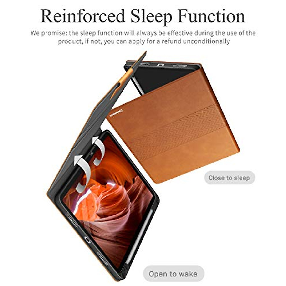 auaua Case for iPad Air 5th Generation(2022), iPad Air 4th Generation (2020), with Pencil Holder, Auto Sleep/Wake, Vegan Leather, Adjustable Stand Cover (Brown)