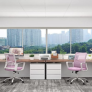 Office Chair, Desk Chair Home Office Chair Mesh Computer Chair Ergonomic Office Chair with Lumbar Support Armrests, Mid Back Task Chair Adjustable Swivel Rolling Chair for Home Office, Living Room