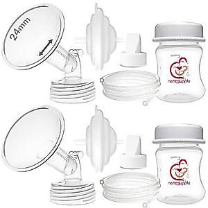 Nenesupply 24mm Flange Pump Parts Compatible w Spectra S2 S1 Breast Pumps Replacement Kit for Spectra Pump Parts 24mm S2 Parts S2 Accessories Inc Flange Duckbill Valve Backflow Protector Bottles