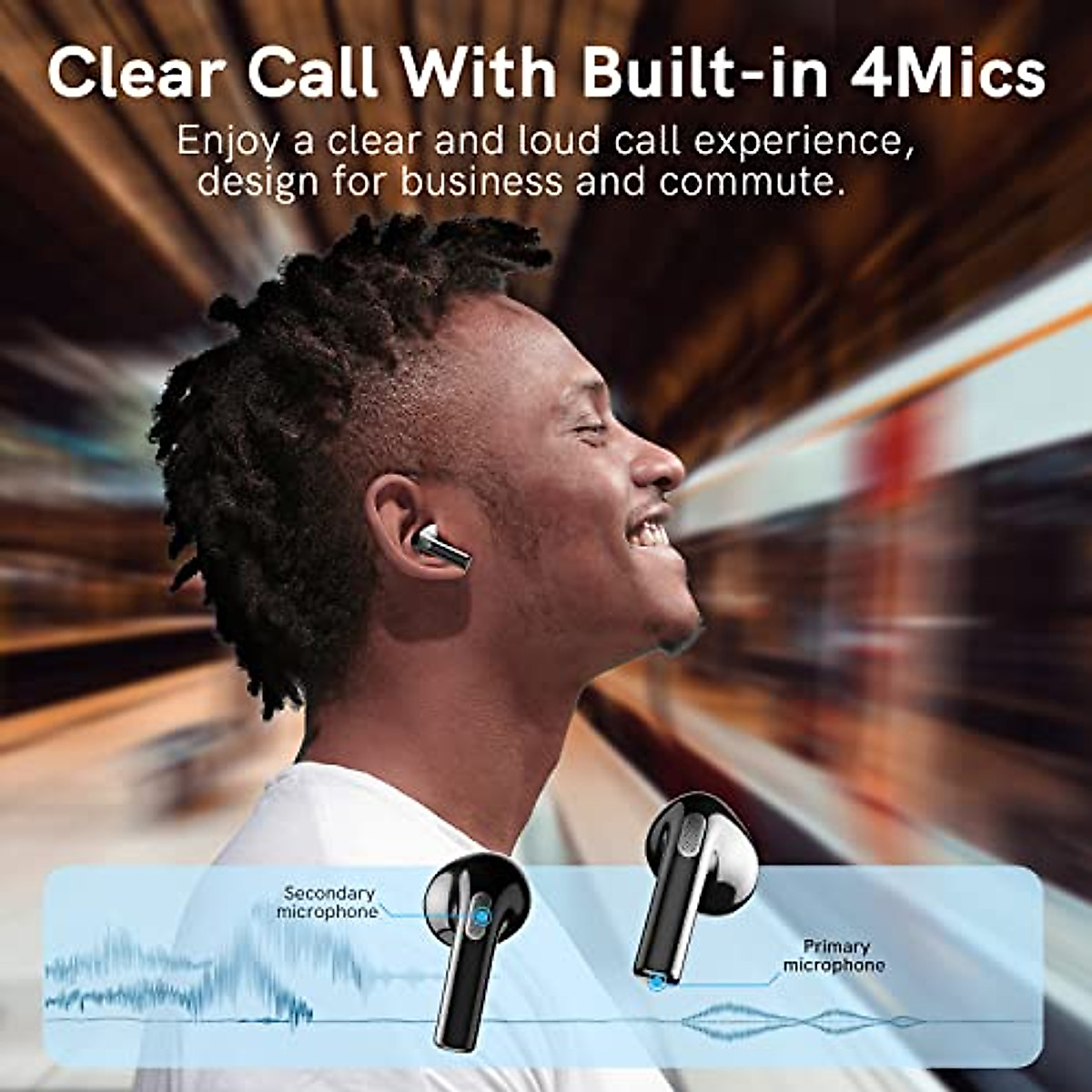QCY Wireless Earbuds for iPhone, T20 Bluetooth 5.3 Ear Buds with Microphone Touch Control 20h Playtime Headphone, IPX5 Earbuds for Android (Black)