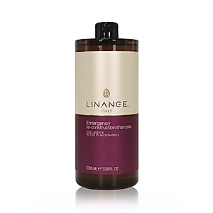 LINANGE Emergency Reconstruction Shampoo for Very Damaged Hair with Collagen, Keratin, and Shea Butter - Nourishing and Restructuring Shampoo, 1000ml / 33.8 oz.