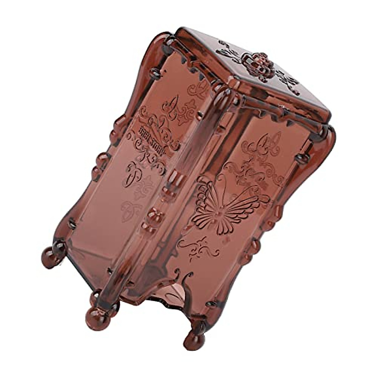 Cotton Pad Holder, Large Capacity ABS, Cute Design, Cotton Dirt Free Makeup Box for Bedroom (Transparent Coffee)