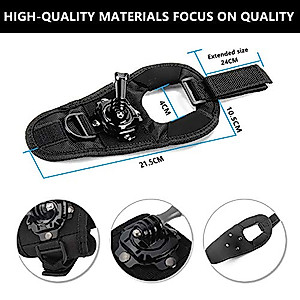 ParaPace 360 Degree Rotation Hand Strap Mount for GoPro Hero 10 9 8 7 6 5 Black Session,Hand Glove Wrist Strap Mount for AKASO Xiaoyi DJI OSMO Action Camera Accessories