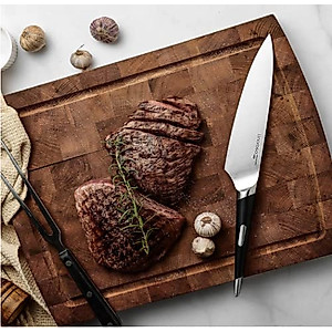 linoroso Chef Knife Kitchen Knife Ultra Sharp Cooking Knife, 7 inch Precision Forged German High-Carbon Stainless Steel Cutting Knife with Exquisite In-Drawer Knife Block- MAKO Series