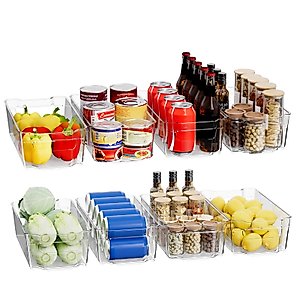incostar Refrigerator Organizers and Storage, 8-PACK Storage Organizer Bins, Clear Plastic Storage Bins with Handle, Fruit Storage Containers for Fridge Organizing, Kitchen Pantry Bins(8 pcs)