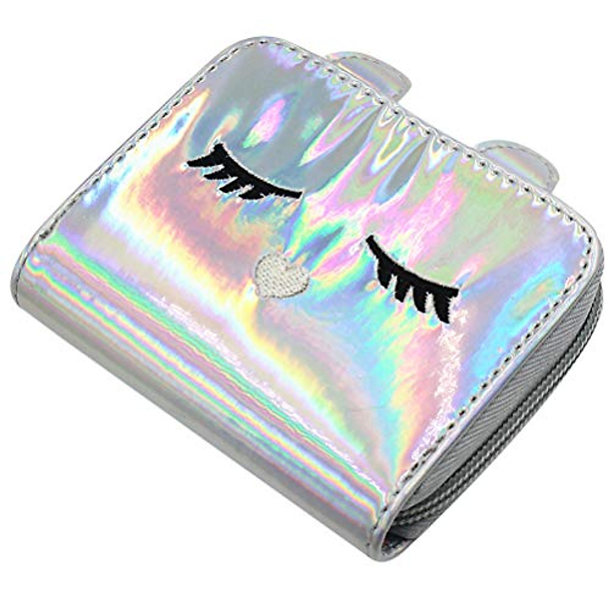 Orityle Eilova Holographic Cat Face Short Wallet Small Coin Purse for Women Girls