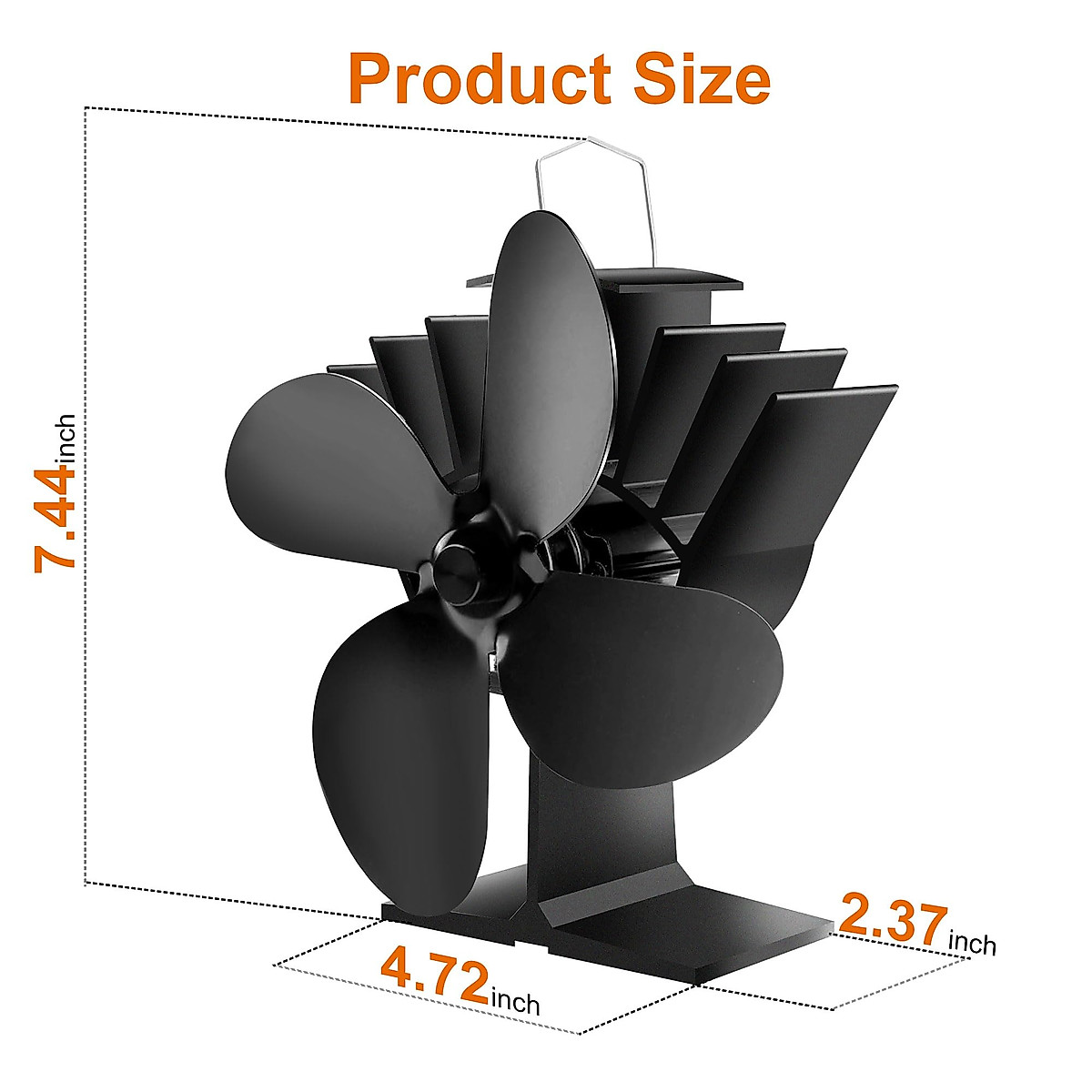 foedo Wood Stove Fan, 4-blade Wood Burner Fan,Fireplace Fan,Effective Circulation of Warm Air for Wood Burning Stove/Pellet/Fireplaces, Can be Used Both Indoor and Outdoor