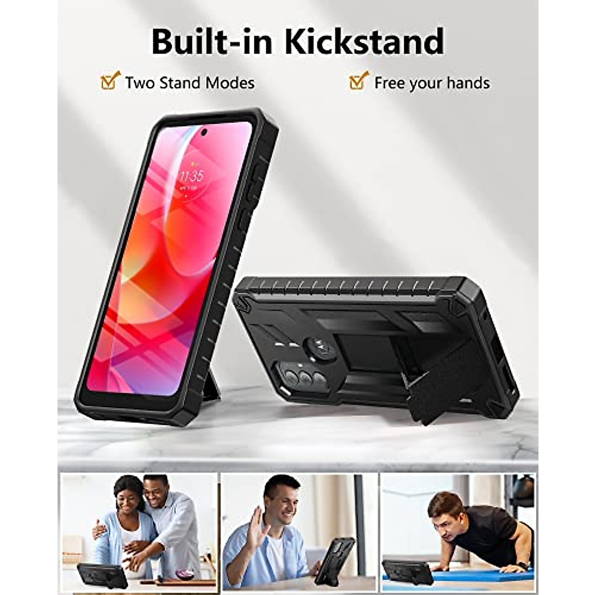 for Motorola Moto G-Power 2022 Case: Moto G Play 2023 Case Drop Proof Protection Durable Protective Heavy Duty Shockproof TPU Matte Textured Mobile Phone Cover Moto G Power 2022 Case with Kickstand