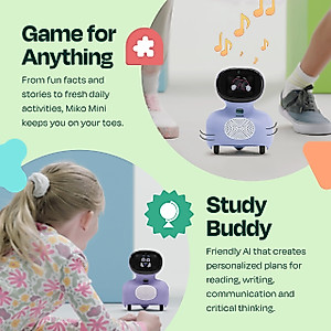 Miko Mini - Interactive Robot for Kids - For STEAM Learning - With Conversational AI - Tech Gift for Kids - Coding, Dancing Robot with Learning Games - For Boys & Girls Ages 4-10 - Purple