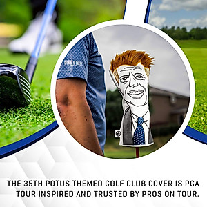 Pins & Aces Golf Co. American Classic Premium Headcover - Quality Leather, Hand-Made Head Cover - Style and Customize Your Golf Bag - Tour Inspired, JFK Kennedy Golf Design (Driver)