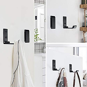 MsBong Folding Coat Hooks, 6PCS Matte Black Wall Hooks for Hanging Coats Bathroom Towel Hooks Hardware Heavy Duty Aluminum Alloy Robe Hooks Wall Mounted DIY Coat Rack Hooks No Rust Indoor, Outdoor