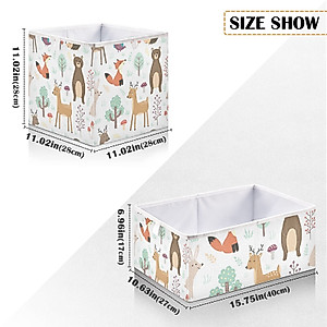 Joisal Forest Animals 11 Inch Cube Storage Bin Collapsible Full Printed Fabric Bins, Box Shelves Cube Storage