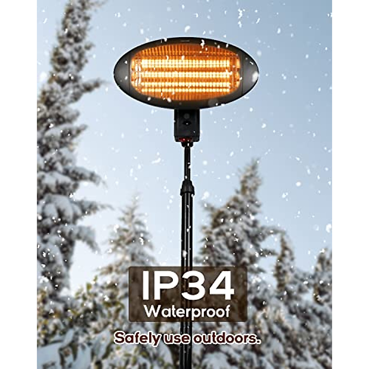 Patio Heater Electric Infrared Heater 1500W with 3 Modes Fast Heating with Tip-Over Overheat Protection for Garage, Backyard, Camping, Balcony use