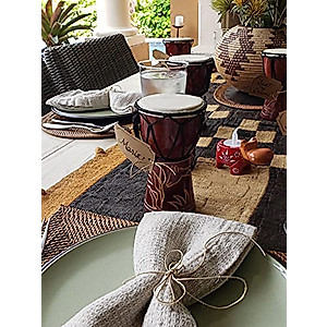 Djembe Drum Carved Bongo African inspired music also a unique gifting idea. Carver Abstract Elephant Giraffe Turtle. (6 Inch, Elephant)