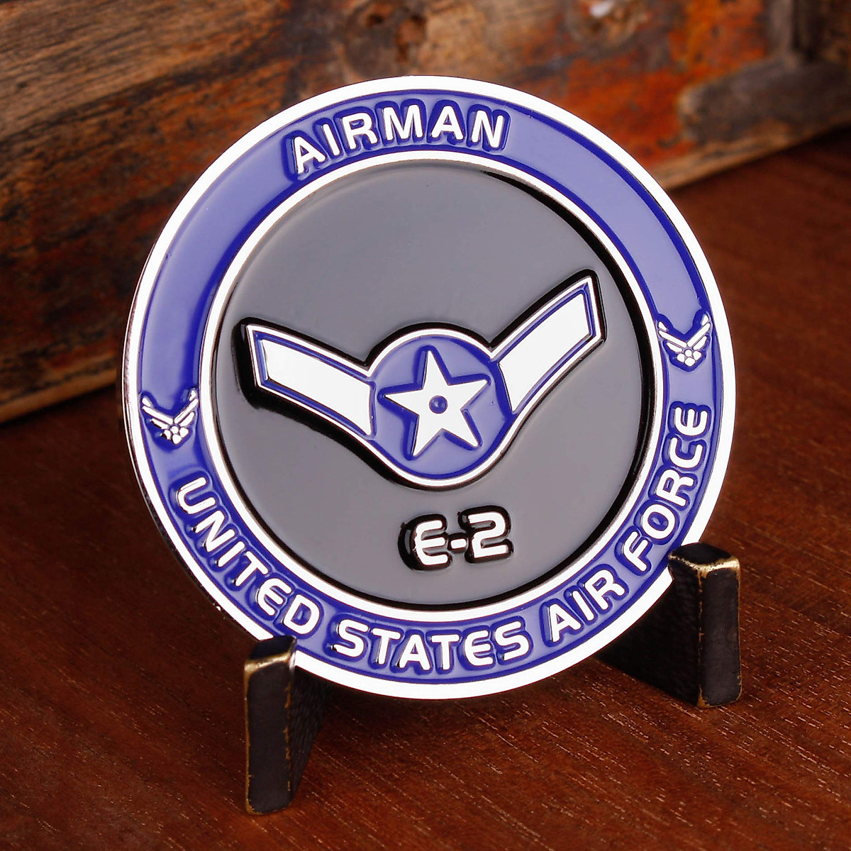 Air Force Airman E2 Challenge Coin! United States Air Force Airman Rank Military Coin. E-2 Airman USAF Challenge Coin! Designed by Military Veterans - Officially Licensed Product!