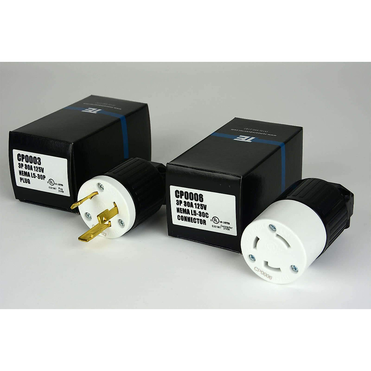 TEMCo Industrial NEMA Replacement Plug UL Listed L5-30 Male, Female, Pair for Generator, RV, Camper, Welder