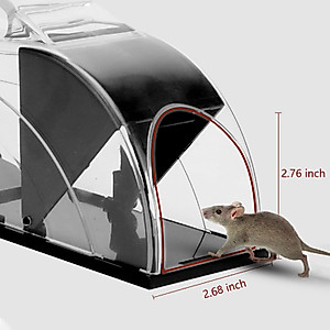 Humane Mouse Trap Indoor for Home 2PCS, Enlarged No Kill Rat Trap, Chipmunk Traps Reusable with Portable Tongs Live Rat Traps