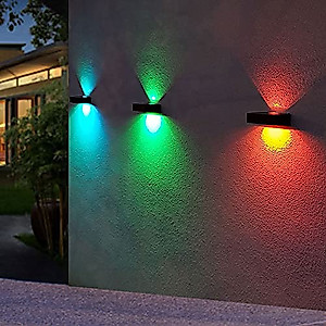 Kangl Solar Outdoor Waterproof Wall Lantern,LED Aluminum Rectangle Up and Down Free Wiring Lights,Home Garden Dimmable Light,for Garage Front Porch Doorway Patio