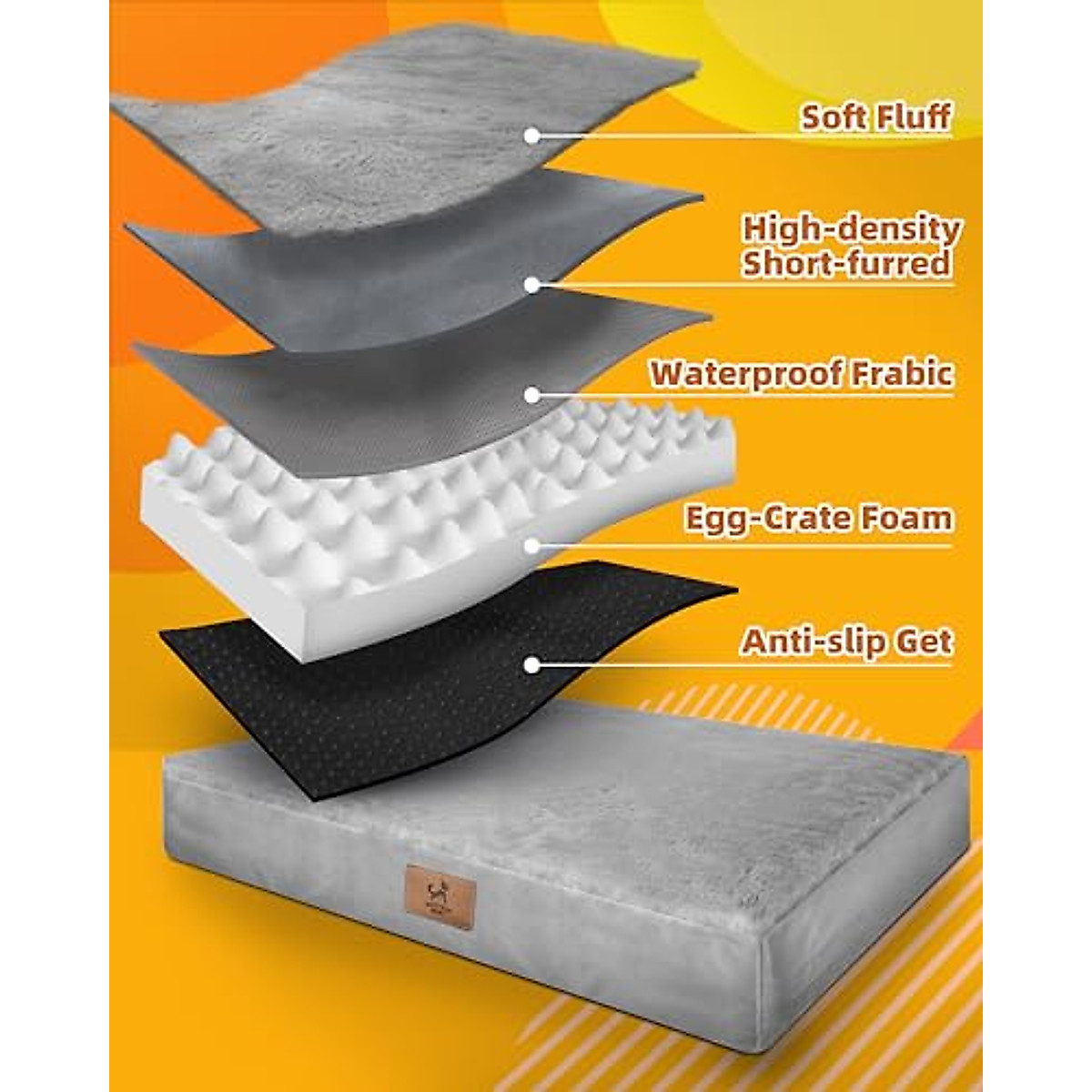 MASTERY MART Anti Anxiety Dog Bed for Medium Dogs Clearance, Dog Crate Bed, Waterproof Dog Bed, chew Proof Orthopedic Pet Bed with Washable Cover and Nonskid Bottom - L Grey