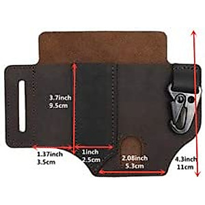 Frieyss Multitool Sheath for Belt, Leather EDC Pocket Organizer for Men, Leatherman Sheath with Pen Holder, Key Fob, Flashlight Sheath, EDC Leather Pouch Brown