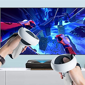 (1 Set) Orzero 1 Pair TPU Controller Cover and Nylon Strap Compatible for Quest 2, Anti-Throw Protective Adjustable Handle for VR Gaming Headset - White