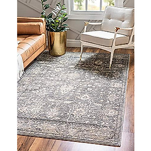 Rugs.com Oregon Collection Rug – 8' x 10' Gray Low-Pile Rug Perfect for Living Rooms, Large Dining Rooms, Open Floorplans