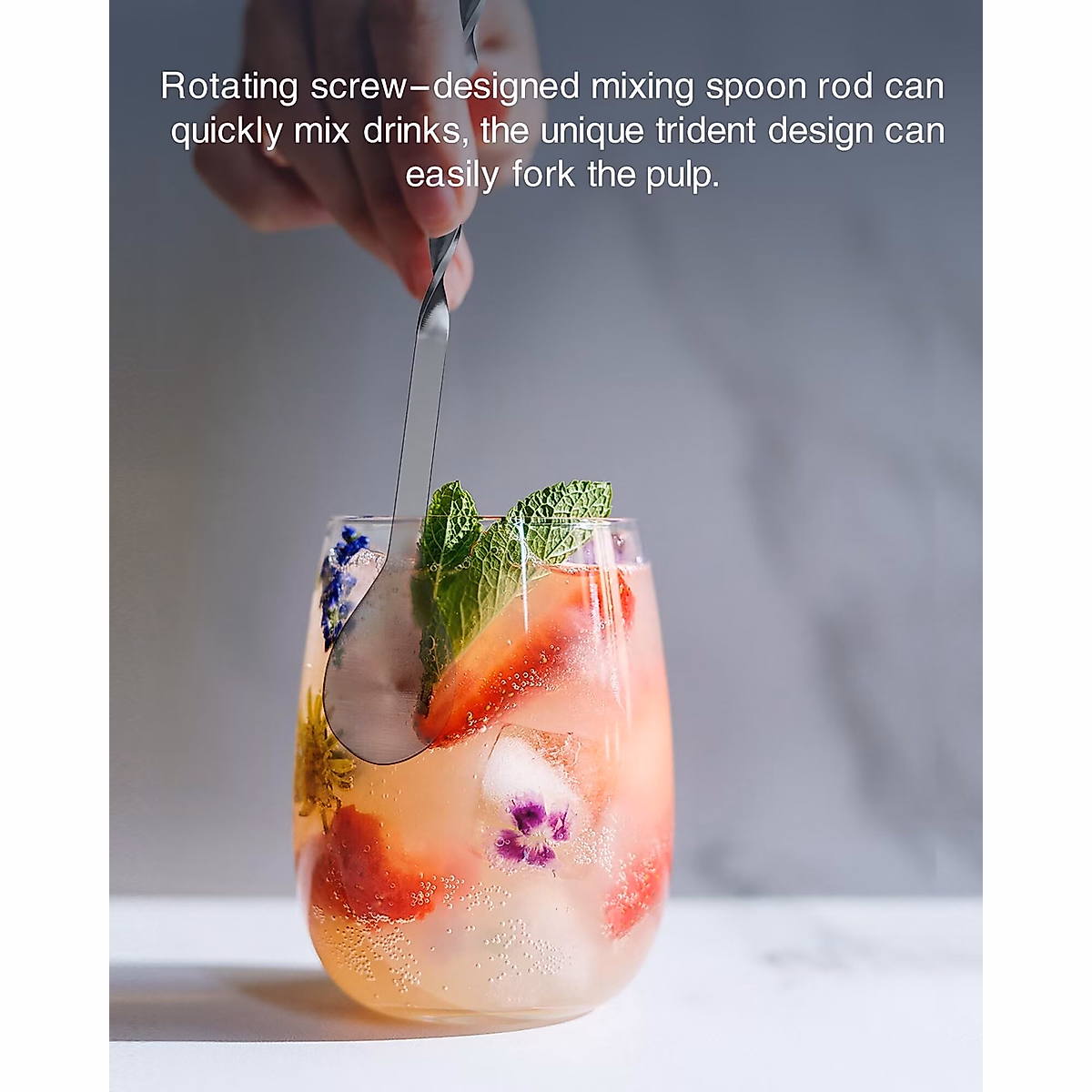 Cicike 8 Inches Stainless Steel Muddler and Mixing Spoon for Cocktails, Bar Tools and Accessories - Create Delicious Mojitos and Other Fruit Based Drinks