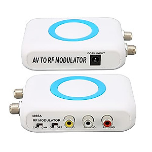 RCA to RF Modulator, Composite AV to Coax Coaxial VHF Demodulator Converter for CATV System, RF Coaxial Converter Supports for NTSC TV Format Output