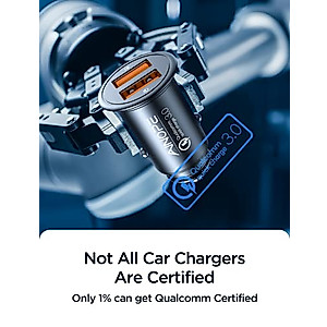 USB Car Charger Adapter AINOPE Fast Car Charger Fast Charge Cigarette Lighter USB Charger 36W All Metal Mini Quick Charge Compatible with iPhone 14/13/12/11 pro/11/ x/8, Note 9/20 Galaxy S23/S10/S9