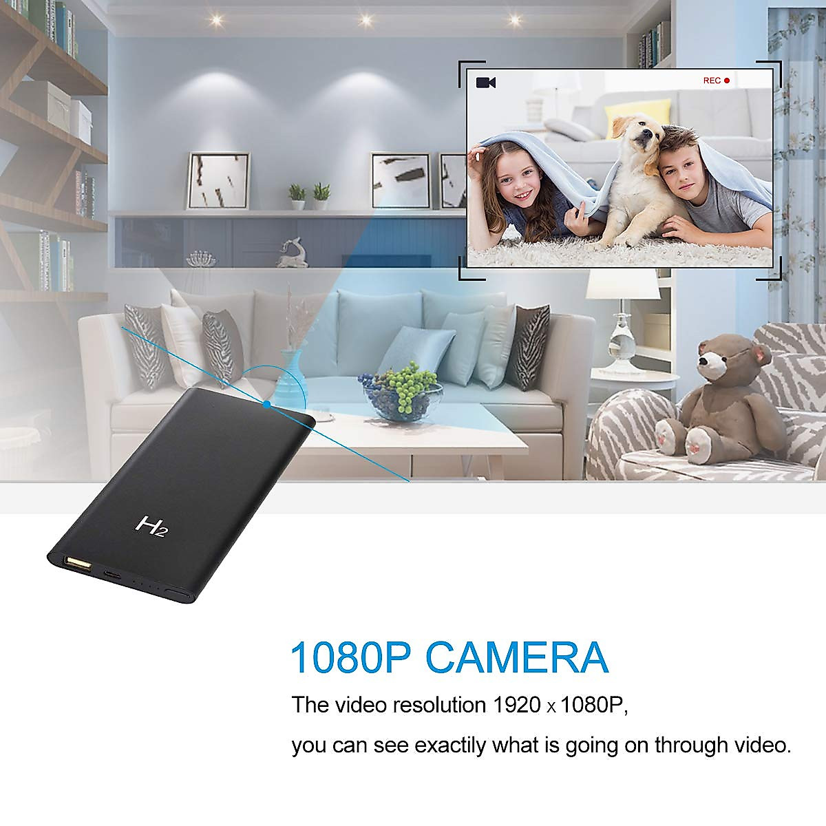 Power Bank Camera with 5000mAh HD 1080P Mini Security Wireless Camera-No WiFi Function Nanny Camera, Recorded with No Audio