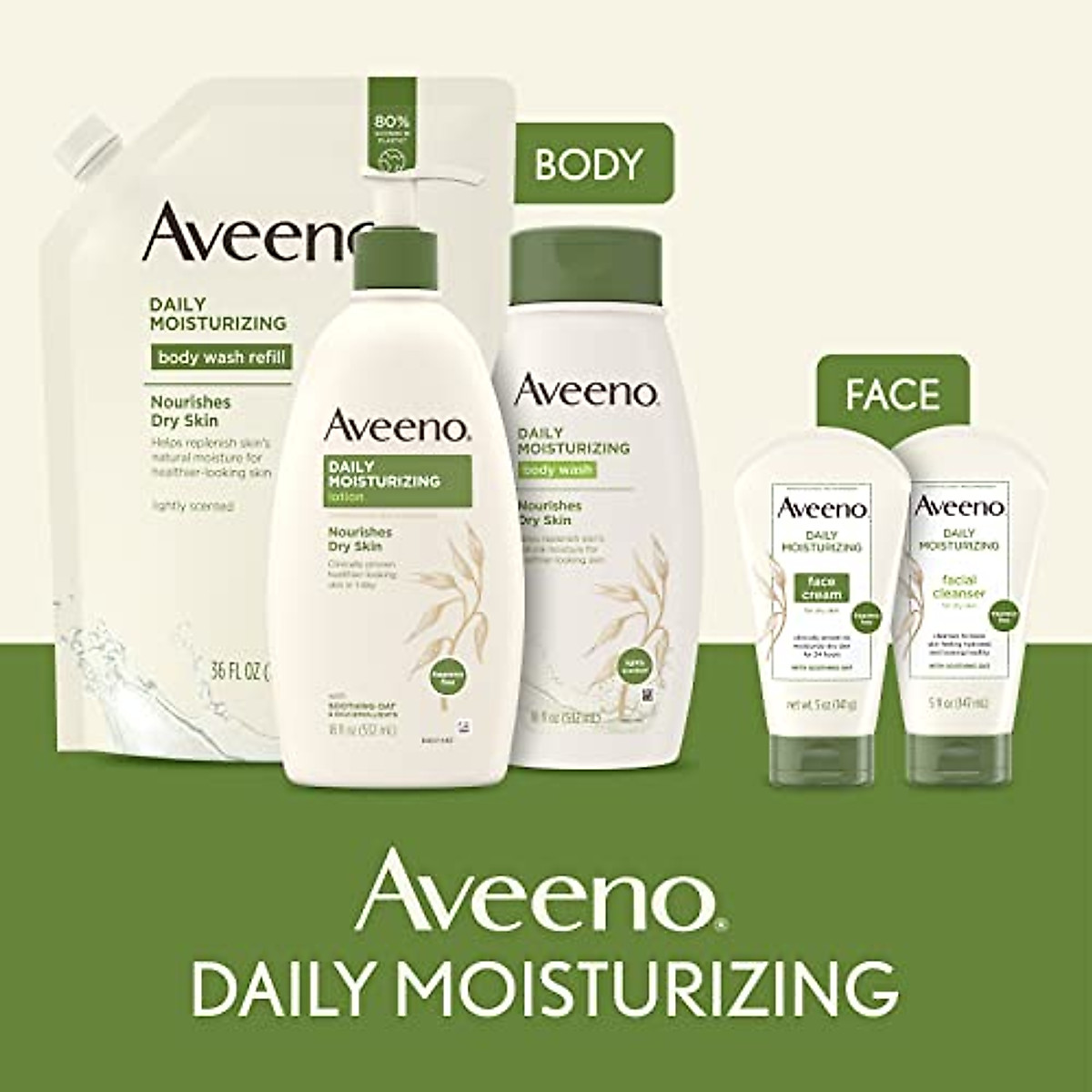 Aveeno Daily Moisturizing Body Wash for Dry Skin with Soothing Oat ; Rich Emollients, Creamy Shower Cleanser, Gentle, Soap-Free and Dye-Free, Light Fragrance, 18 fl. oz.
