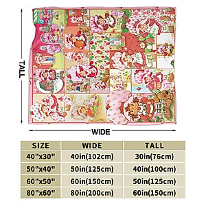 Cute Strawberry Flannel Blanket Soft Fuzzy Plush Blanket for Girls All Seasons (80 “x60”)