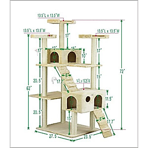 Go Pet Club Cat Tree, 50W x 26L x 72H, Beige