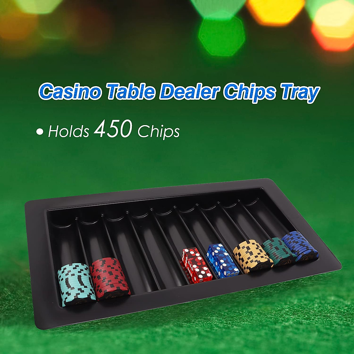GSE Games & Sports Expert Professional Casino Poker Table Chip Trays, Holds 450 Chips, Las Vegas Style Dealer Table Chips Tray for Poker Chips
