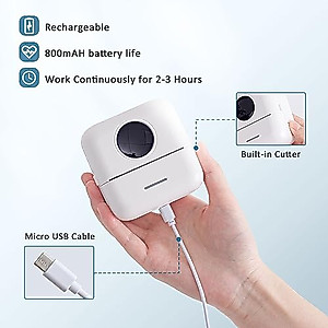 TIANSE Mini Sticker Printer, Bluetooth Label Maker Thermal Inkless Label Printer for Journal, Notes, Memo, Photo, Label Compatible with iOS&Android