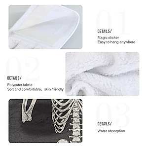 Halloween Human Skeleton Hanging Kitchen Towels 2 Pieces Skull Rock and Roll Dish Cloth Tie Towels Hand Towel Tea Bar Towels for Bathroom Farmhous Housewarming Tabletop Home Decor