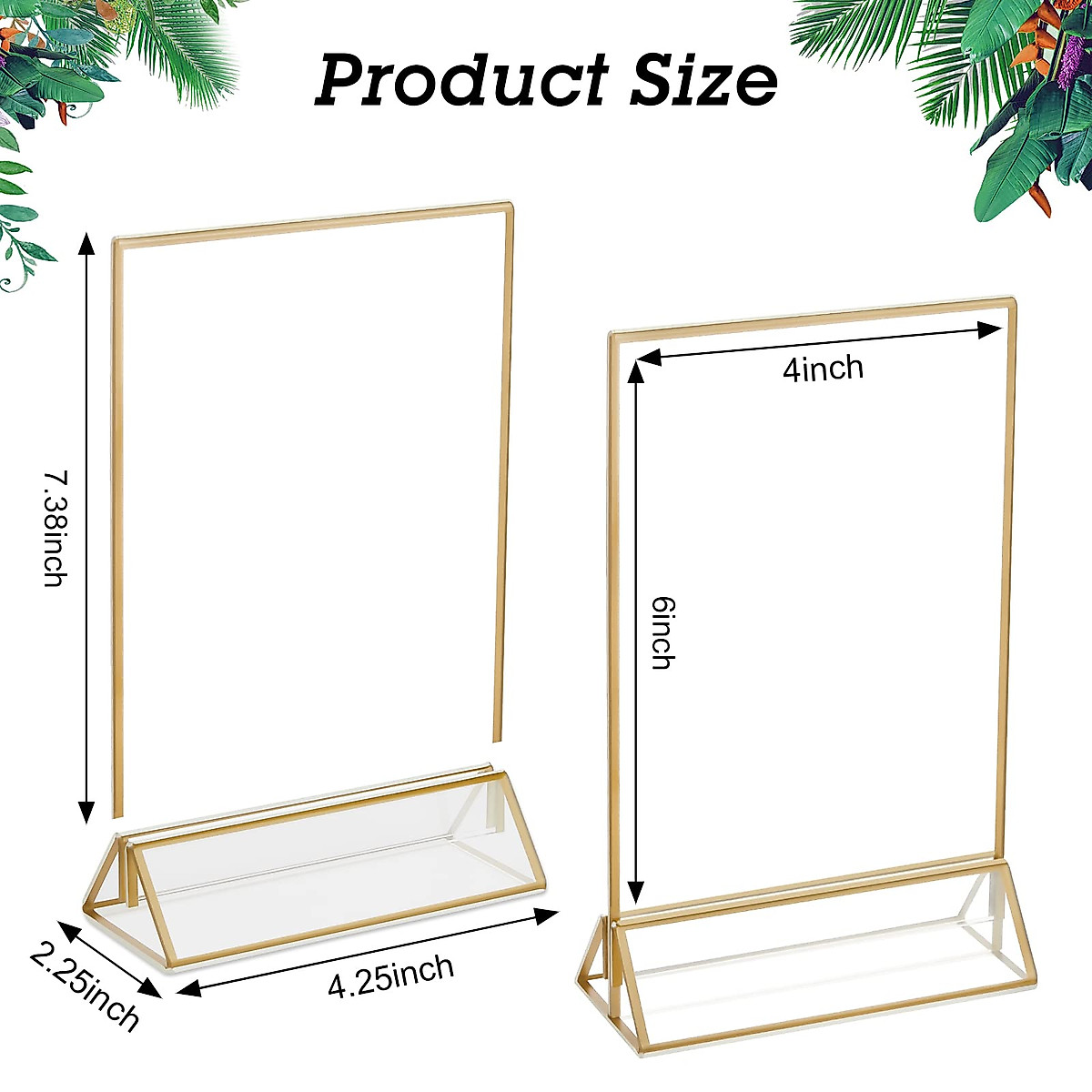 Maitys 26 Pieces Acrylic Gold Frames Sign Holde, Double Sided Gold Picture Frame with Vertical Stand for Wedding Table Number Holder, Menu Holder, Photos and Art Display