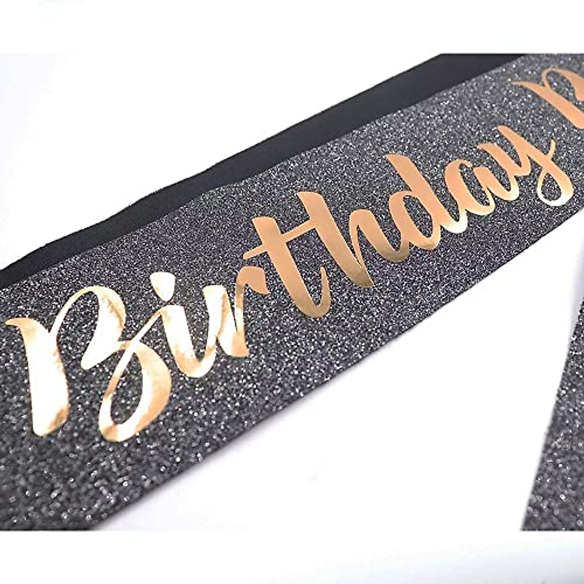 Birthday Bi*ch Sash - Black Glitter Birthday Sash Birthday Gifts for Women Birthday Party Supplies - Birthday Girl Sash Fun Party Favors. Black Glitter + Rose Gold Foil - 21st, 30th, Birthday Girl