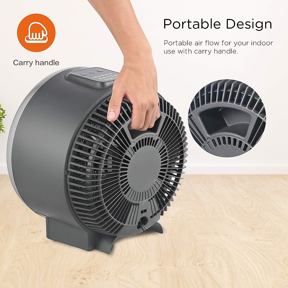 PELONIS Portable Heater with Air Circulation Fan with LED Display. Cooling & Heating Mode Space Heater for All Year Around Use, Tip Over & Overheat Protection,for Home, Office Personal Use, Black