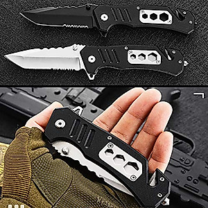 URiver Pocket Knife,G10 handle,With Pocket clip,for Camping,Survival EDC and Outdoor Activities,Best Gift for Men,Material Sharp Satin Blade(Silver)