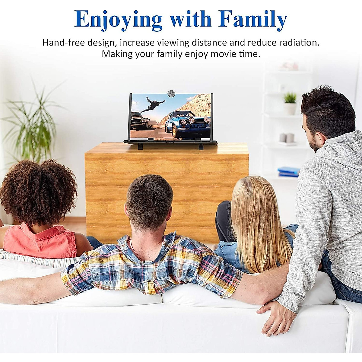 12" Screen Magnifier for Cell Phone – 3D HD Magnifing Screen Enlarger Projector for Movies Videos and Gaming – Foldable Phone Stand Holder with Screen Amplifier–Supports All Smartphones (Black-12inch)