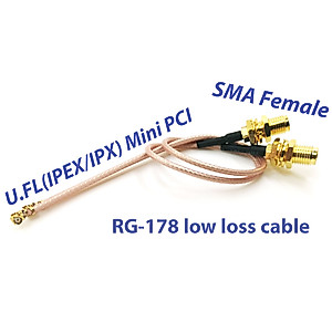 Pack of 4 RF U.FL(IPEX/IPX) Mini PCI to SMA Female Pigtail Antenna Wi-Fi Coaxial RG-178 Low Loss Cable (7 inches (17.8 cm)))