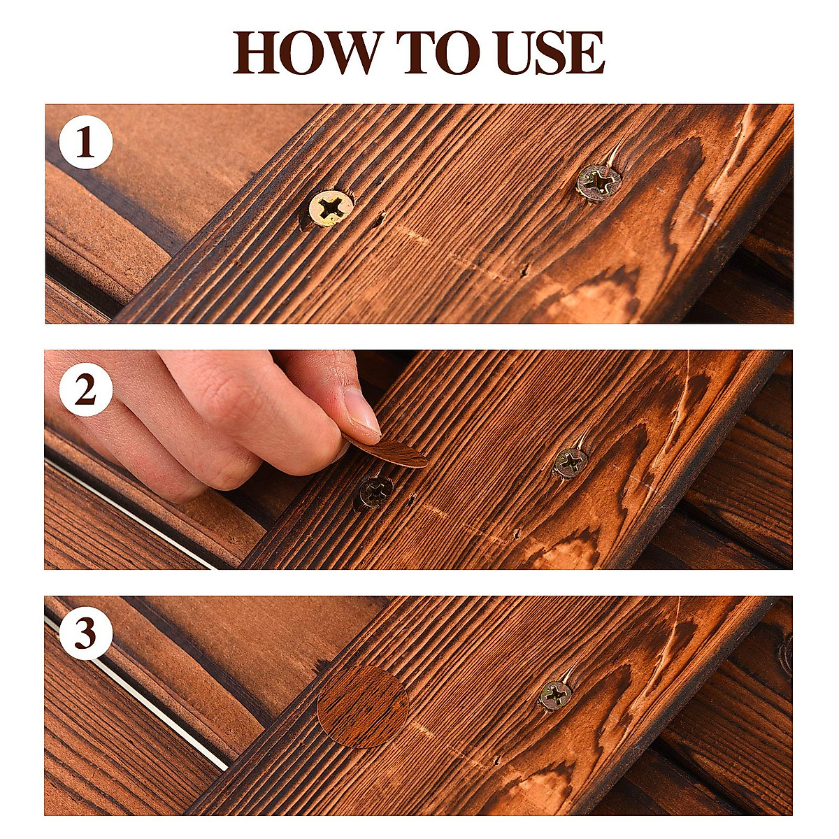 Tenare 648 Pieces Adhesive Screw Hole Cover Stickers Wood Grain Furniture Stickers 12 Colors Waterproof Screw PVC Cover Caps for Wall Cabinets Desk Repairing(Chic Style)