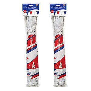 Beistle 2 Piece Indoor Outdoor Plastic Patriotic Pennant Banner 4th of July, Decorations Labor Day, USA Party Supplies