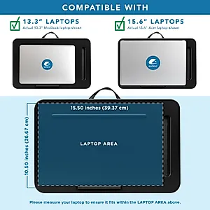 LapGear Sidekick Lap Desk with Device Ledge and Phone Holder - Black - Fits up to 15.6 Inch Laptops - Style No. 44218