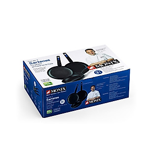 Monix Martin berasategui Forged Aluminium Frying Pans, Set of 3, Black, 26 cm, Pack of 3