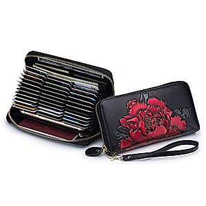 Baellerry Rfid Wallets For Women Leather Purses For Women Credit Card Holder (Red)