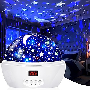 Star Projector Night Light for Kids, Baby Starry Night Lights with Timer, Halloween Devil Lamp for Festivel Holiday Birthday Gifts for 3 to 12 Year Old Toddle Boys Girls(White)